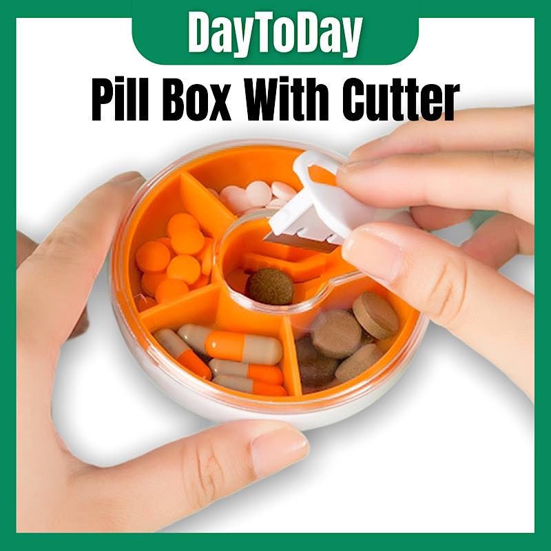Pill Box With Cutter Portable Medicine Casing Waterproof Pill Box ...