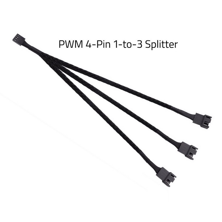1-To-3 Way PWM Fan Sleeved Extension Splitter Cable / 4Pin Female to 4 ...