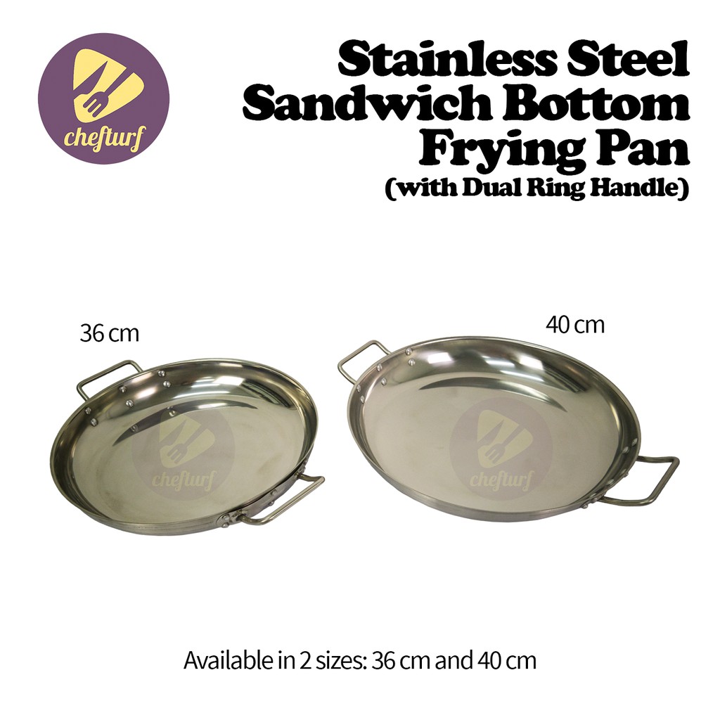 CHEFTURF KITCHEN - STAINLESS STEEL SANDWICH BOTTOM FRYING PAN (WITH ...