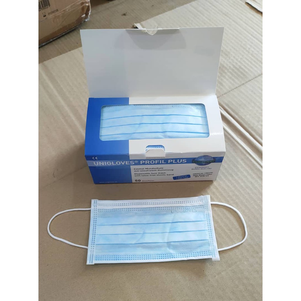 [Ready Stock] Unigloves 3PLY Profil Plus Surgical Mask #Blue | Shopee ...