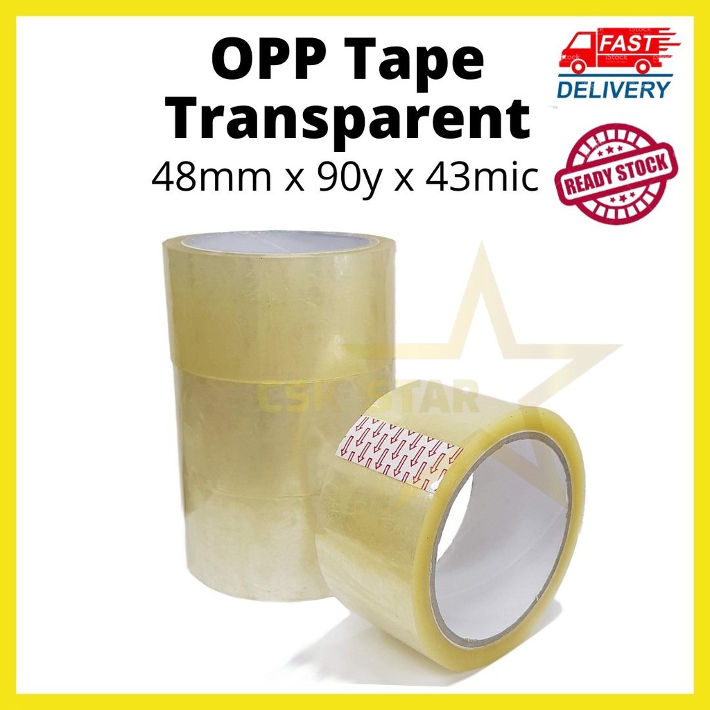 LARGE OPP Tape Transparent 48mm x 90y x 43mic | Shopee Malaysia
