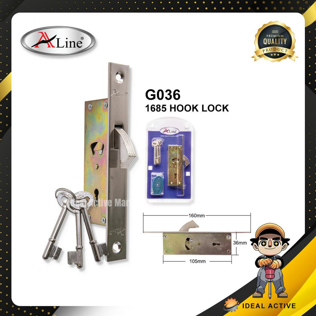 Aline G036 1685 Hook Lock Handle Entrance Iron Door Gate Lock Set ...