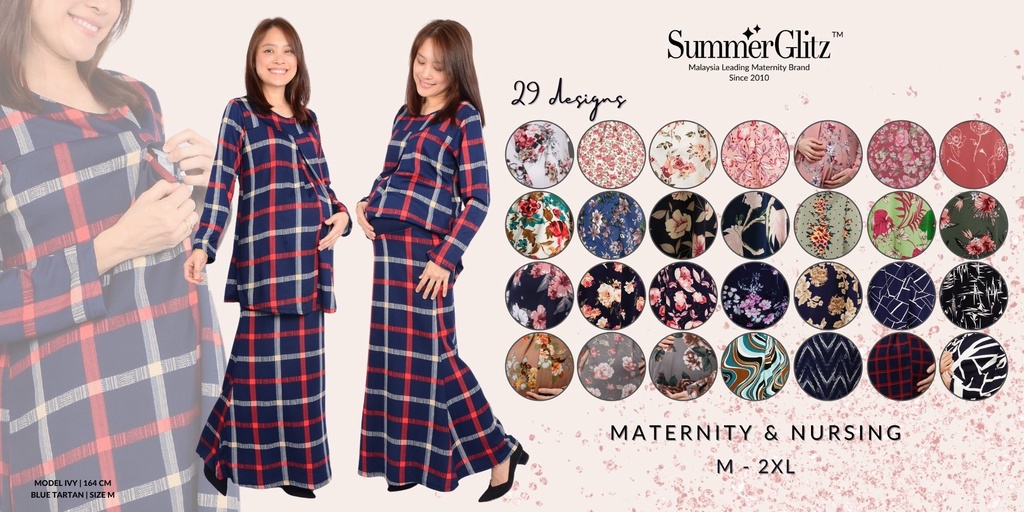 SUMMERGLITZ Maternity Nursing Breastfeeding Floral Ironless Set ...