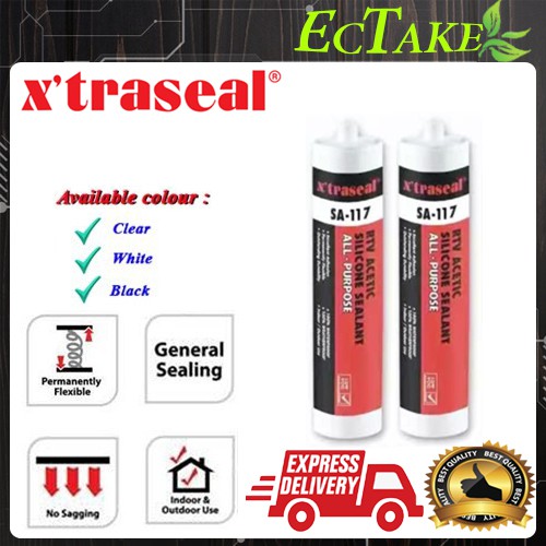 [ECTAKE] X'TRASEAL SA-117 All Purpose Silicone Glue RTV Acetic Silicone Sealant Colour (Clear ...