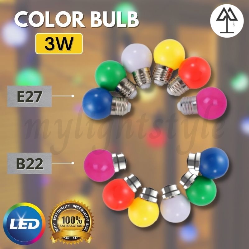 🎄ChristmasPromo🎄 3W G45 LED COLOUR BULB E27 B22 MENTOL RAYA LAMPU ...