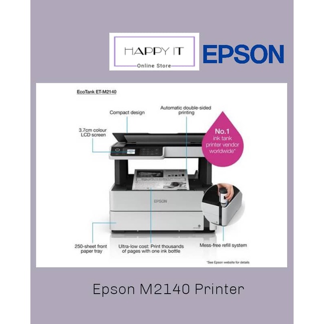 Epson EcoTank Monochrome M2140 All-in-One Ink Tank Printer | Shopee ...