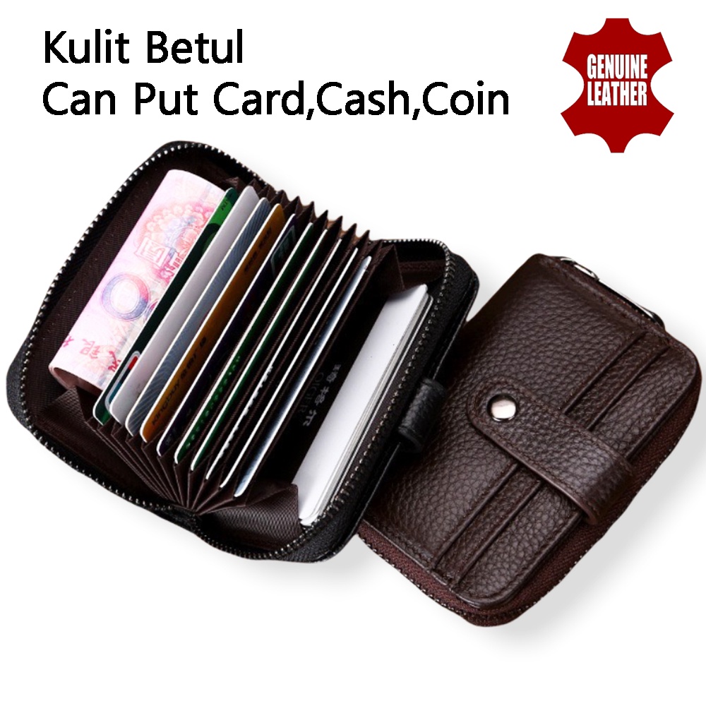 100% GENUINE LEATHER ZIP CARD HOLDER / COIN PURSE / KAD HOLDER BERZIP ...