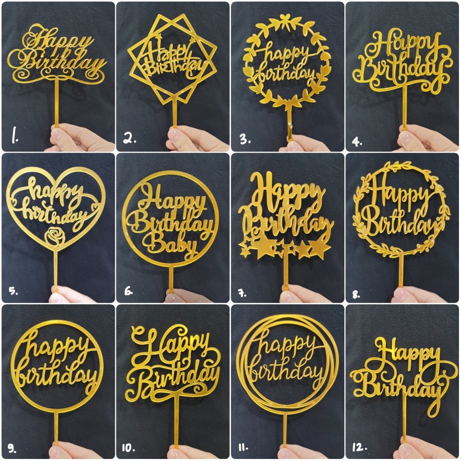 Hbd Happy Birthday Cake Topper / JUMBO Acrylic Cake Decoration Pick ...