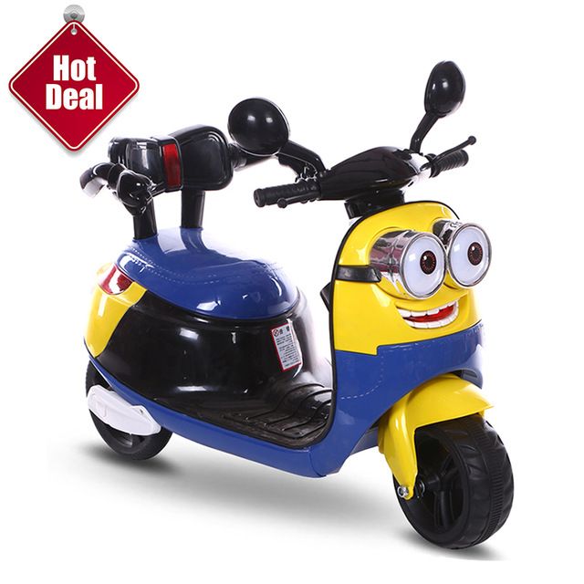 ,KIDS NEW MINIONS STYLECUTE MOTORCYCLE RIDE ON MOTORBIKE 6V BATTERY CAR ...