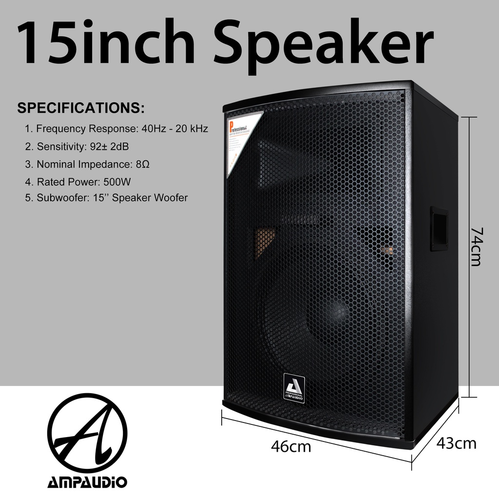 AmpAudio 12/15 Inch Speaker PA System Speaker PA System Outdoor (2pcs ...