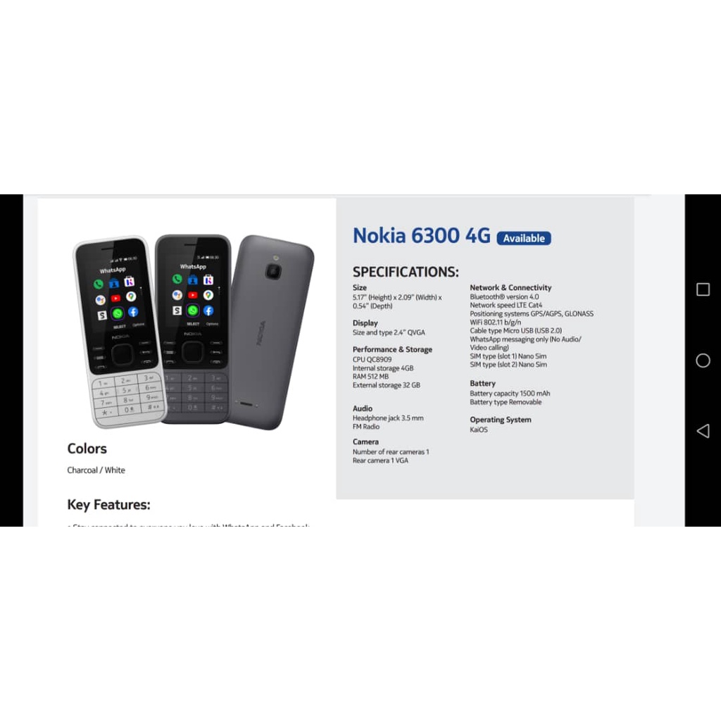 NOKIA 6300 4G DUAL SIM | Shopee Malaysia