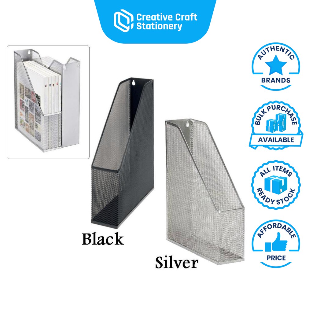 DG3002 L-Shape Wire Mesh Magazine File Holder / BLACK, SILVER / Office ...