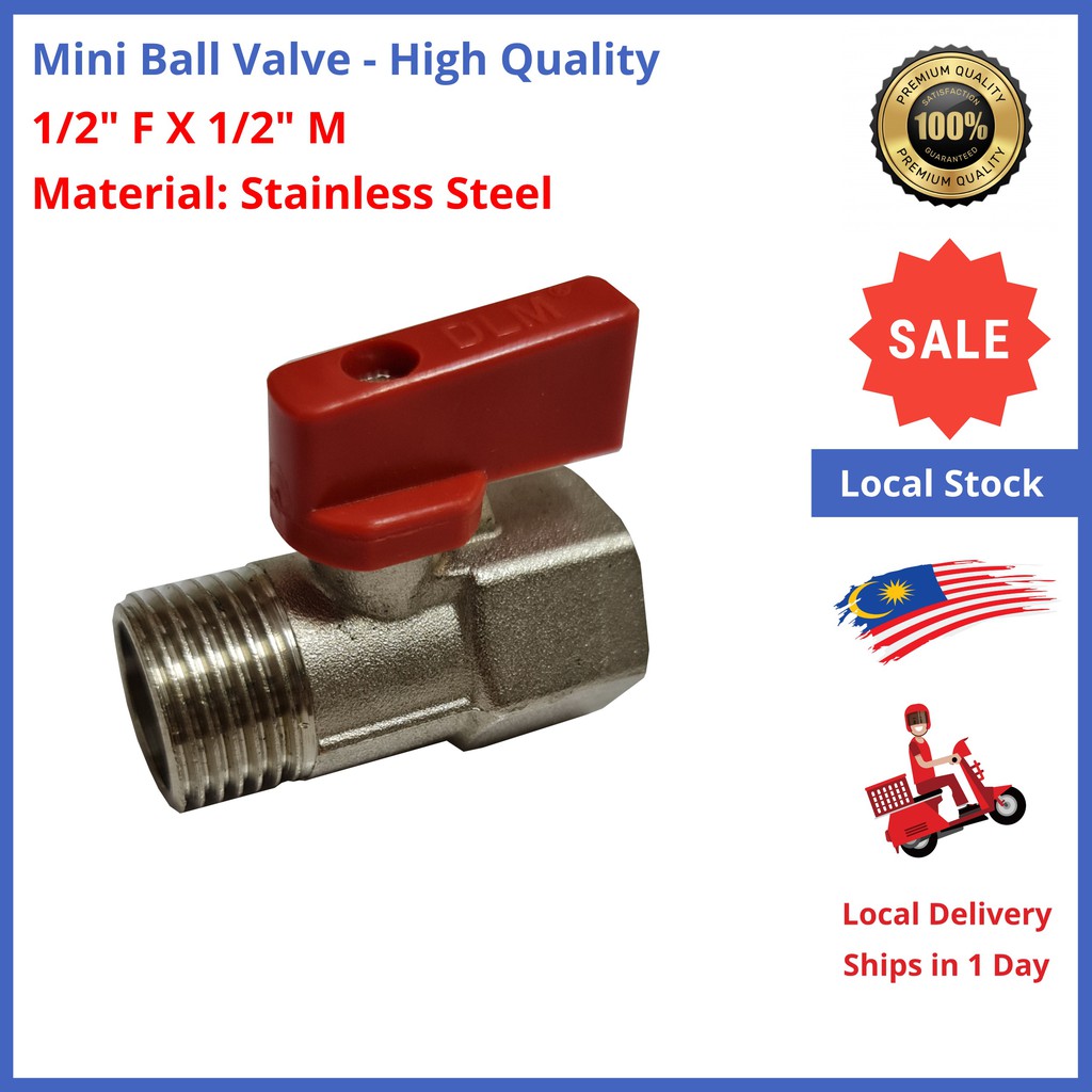 Mini Ball Valve 1/2 inch Male x 1/2 inch Female - High Quality Brass ...