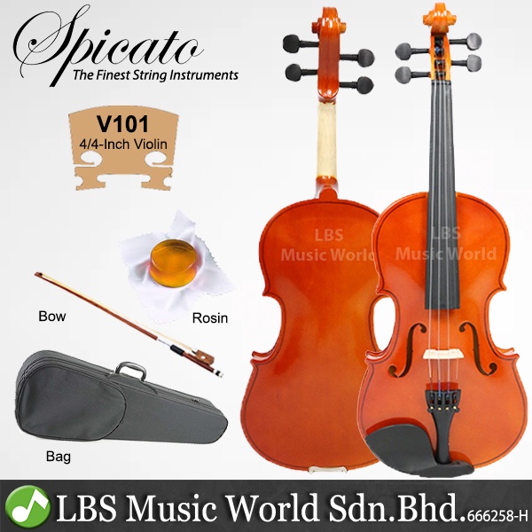 Spicato Italy Violin V101 Violin With Carry Bag Bow Rosin (1/8 1/4 1/2 ...