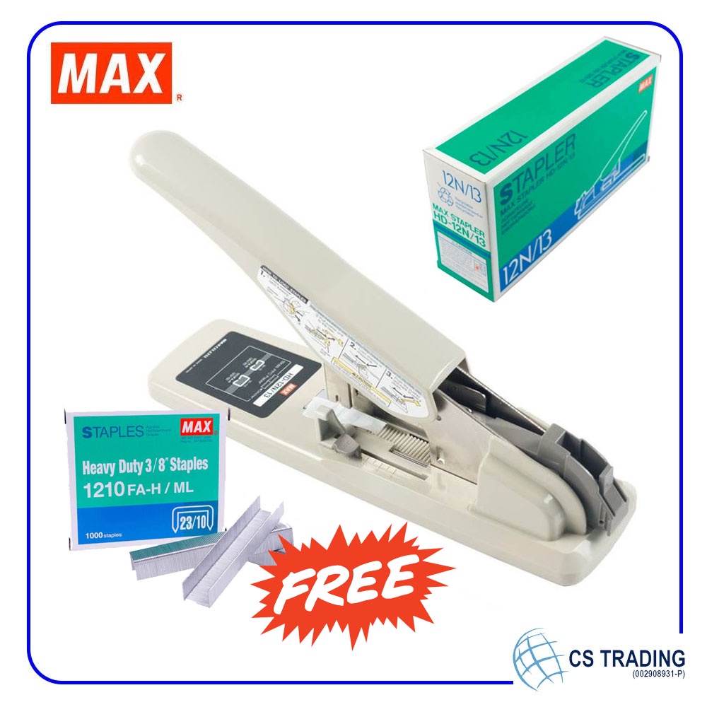 MAX HD-12N/13 Heavy Duty Stapler (Free One Box 1210FA-H Staples ...