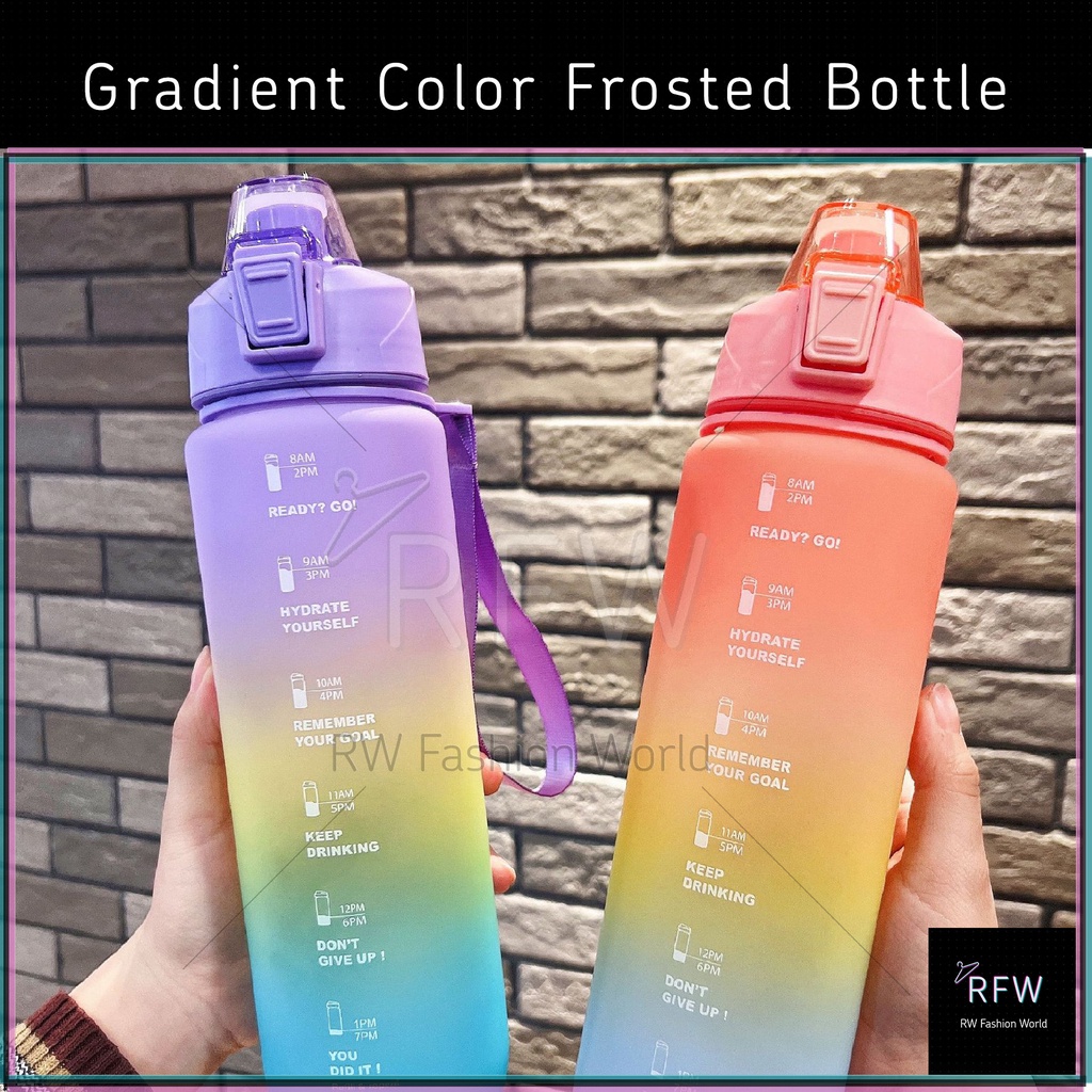 1000ml /1500ml / 2000ml Gradient Color Frosted Water Bottle / Botol Air ...