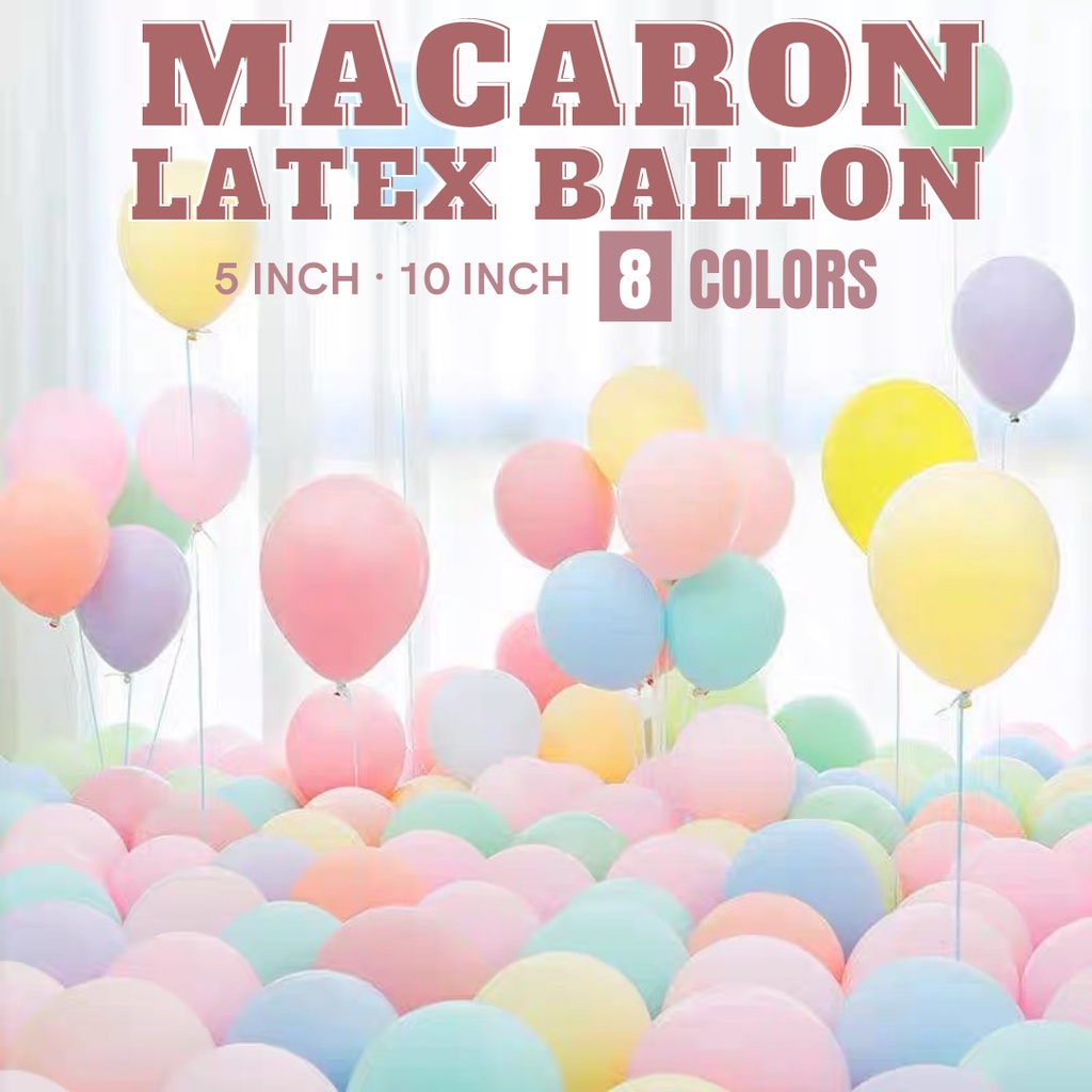 [Ready Stock] 5 inch & 10 inch Macarons Balloon Color Latex Birthday ...