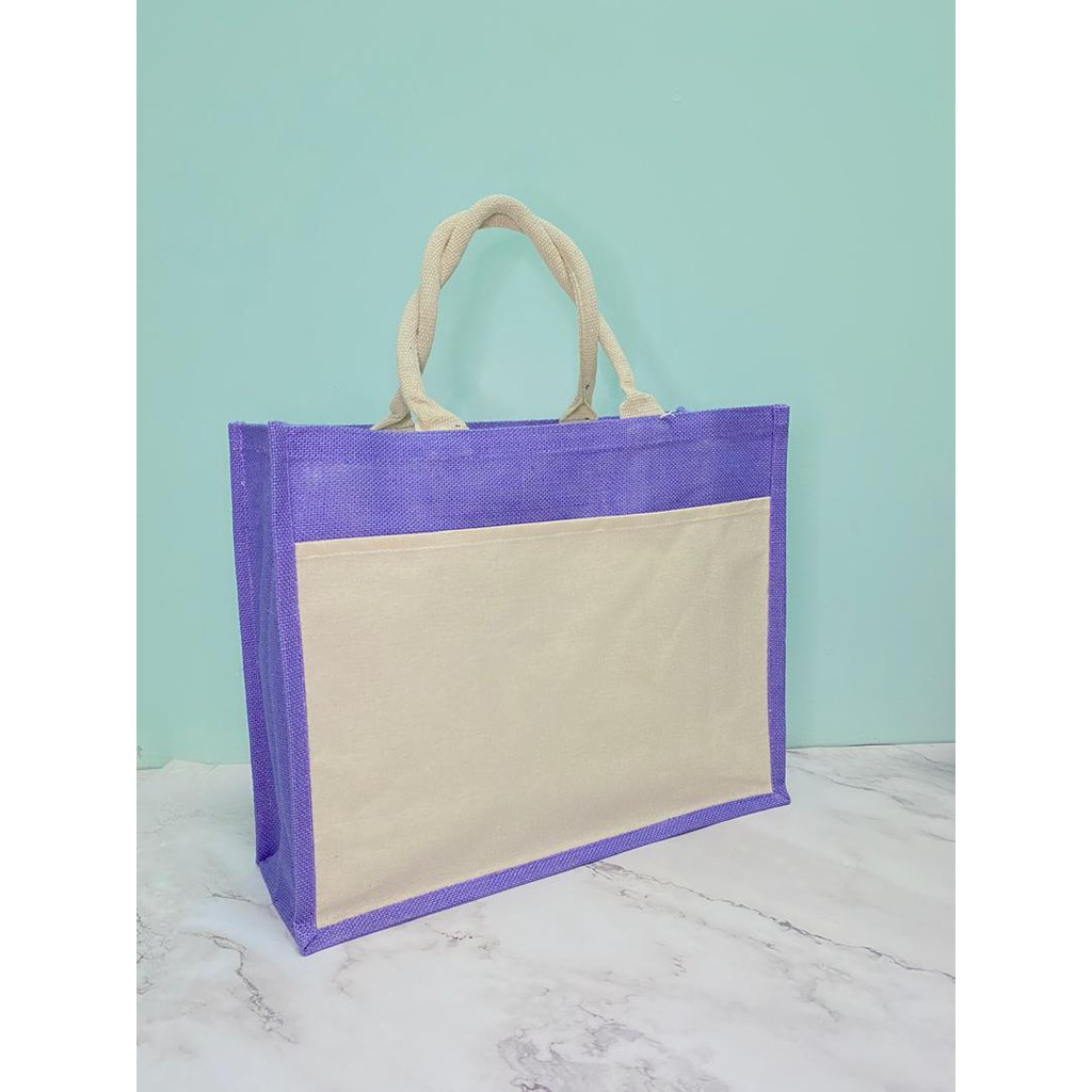 Big Jute Bag with Front Pocket A3 Women Tote Bag Beg Tangan Wanita ...