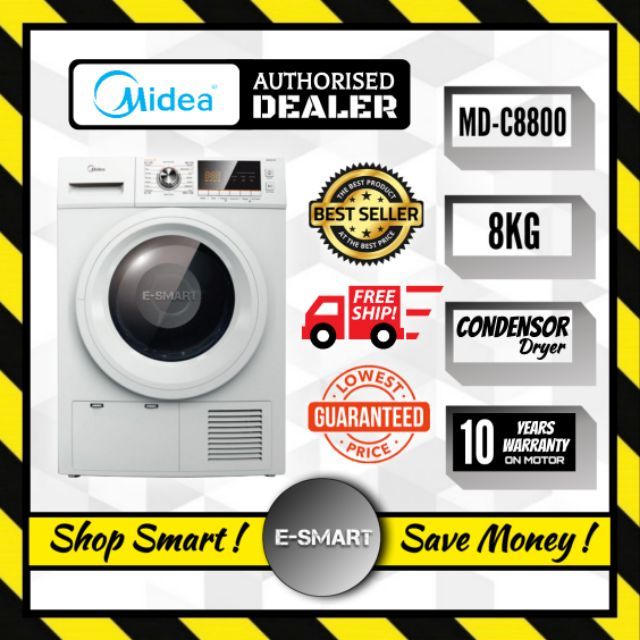 Midea Dryer with Condensing Electronic Control Heat Pump 8kg (MD-C8800 ...