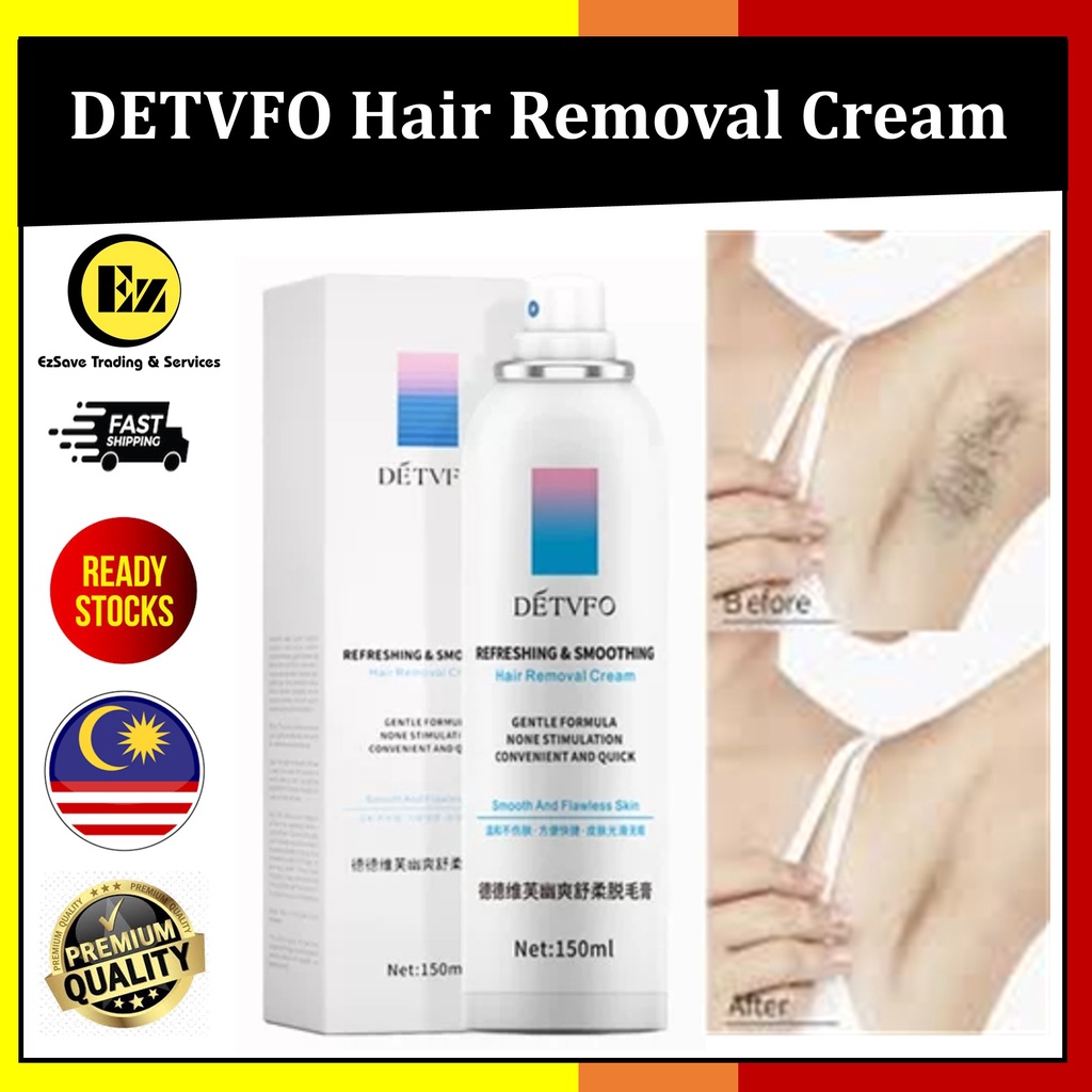 DETVFO Natural Hair Removal Spray脱毛膏 除毛膏 Underarms Leg Armpit Hair Removal Cream Krim ...