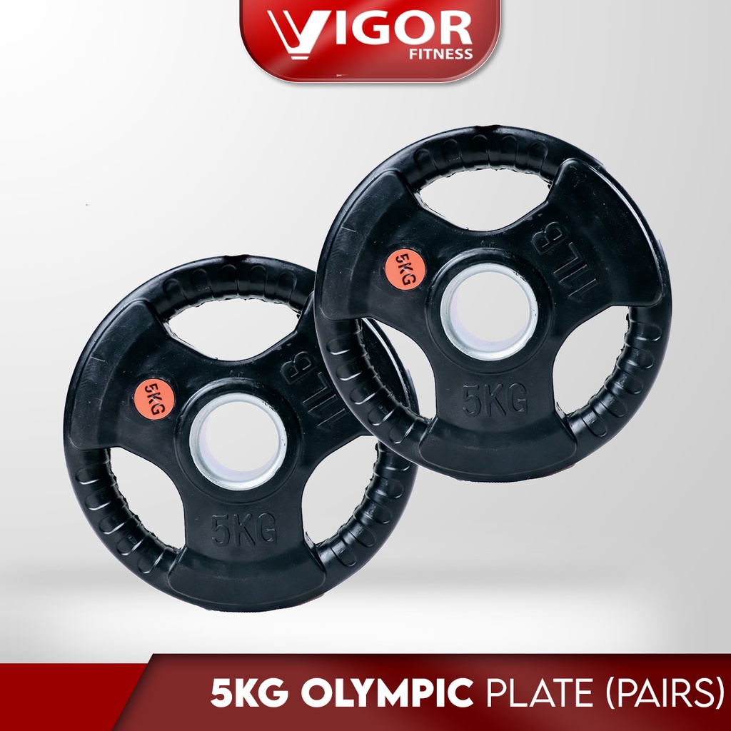 Vigor Fitness Olympic Rubberised Weight Plate (5kg x 2 Units) | Shopee ...
