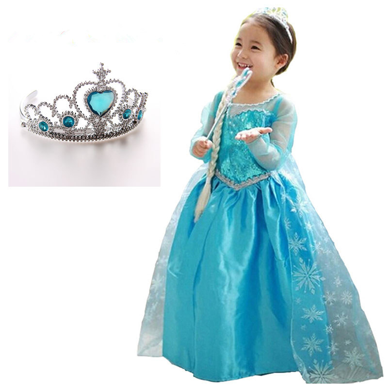 Fancy Cosplay Girls Elsa Princess Dress Anna Costume For Halloween ...