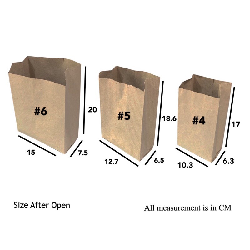 Paper Bag 4s 5s 6s (100pcs±)-Brown- 3size Craft Paper Bag /Gift Bag ...