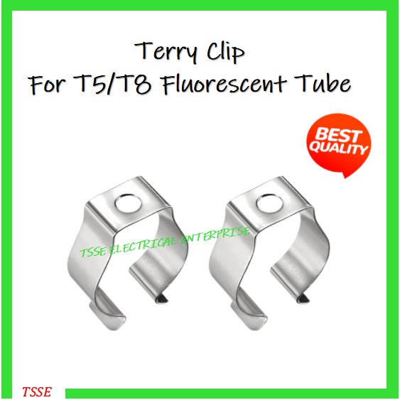 Terry Clip / U Clips Holder for T8 Fluorescent Lamp Bracket / 1 Pair ...