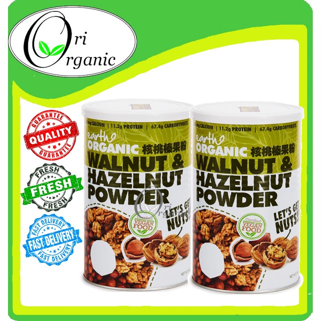 2x EARTH ORGANIC Walnut & Hazelnut Powder 500g Exp 10/2026 EARTH LIVING ...