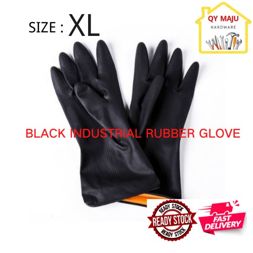 Industrial Rubber Gloves Black/ Glove/Sarung Tangan Getah Hitam/WORK ...
