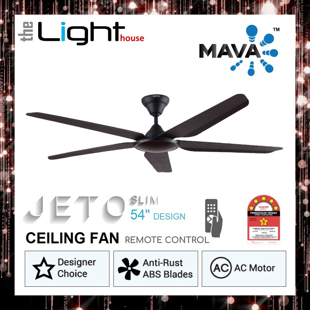 MAVA JETO Pro 54" CEILING FAN DC Motor 5 BLADE REMOTE CONTROL 6 Speed ...