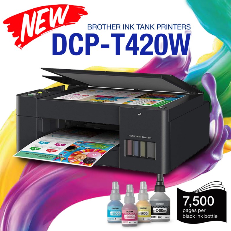 Brother DCP-T420W All In One Refill Tank Printer (Include Original Ink ...