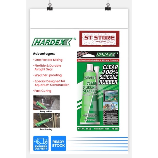 HARDEX RS850 Clear 100% Silicon Rubber Sealant for Aquarium Glass Metal ...