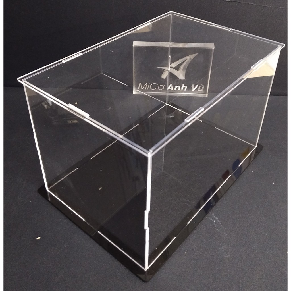 20cm high clear mica display box with bottom of various sizes to hold ...