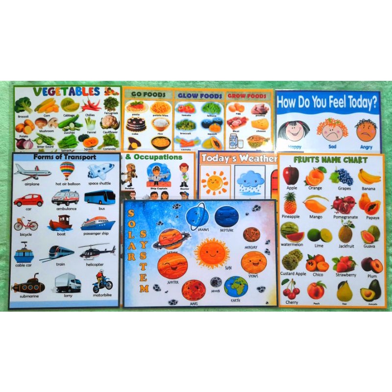 PRIMARY WALL CHARTS LAMINATED A4 EDUCATIONAL FOR KIDS | Shopee Malaysia