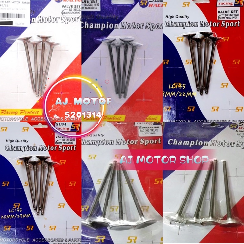 YAMAHA LC135 Y15ZR FZ150 SUM RACING VALVE SET 20MM-23MM 20-23 Y15 LC FZ ...