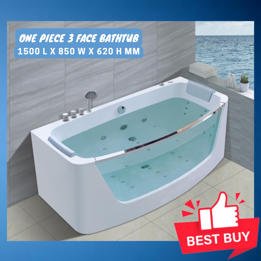 Premium Acrylic Bathtub with Jacuzzi Massage Bubble Bath Tub Adult Tab ...