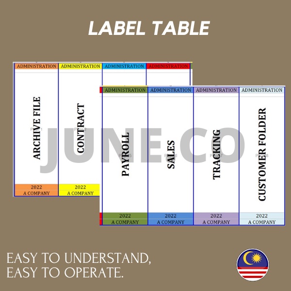 OFFICE FILE LABEL TAG TABLE JADUAL TAG LABEL FAIL PEJABAT 办公文件标签标签表 ...