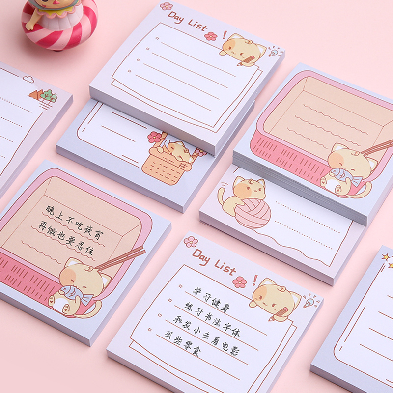 Japanese Creative Girl Cartoon Sticky Note Cute Cat Memo Note Pad ...