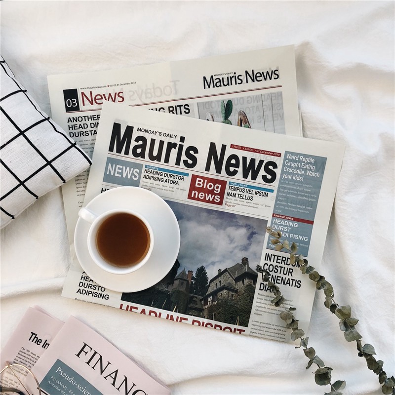 Old English Newspaper Photo props Ins Flowers Wrapping Paper | Shopee ...