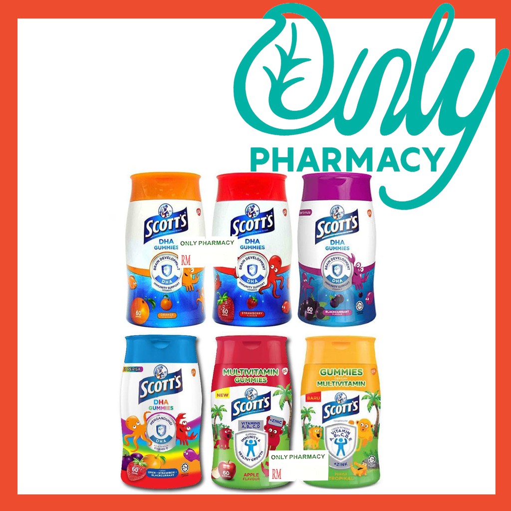 Scott's DHA Gummies 60s (Orange/Strawberry/Blackcurrant/Mixed Flavour ...