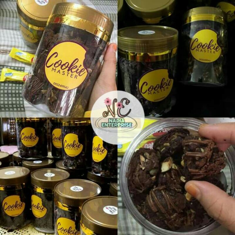 😍 COOKIE MASTER 😘 BISKUT DARK CHOCOLATE KACANG NUTELLA DRIZZLED KURANG MANIS CHRUNCY HOMEMADE ...