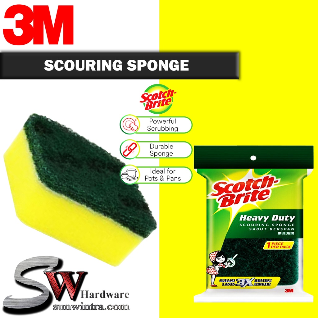 3M Scotch Brite Tough Clean Heavy Duty Scouring Scrub Sponge | Shopee ...