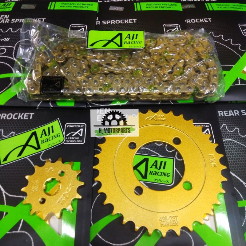 Chain Gold Harden Sprocket AJI RACING 428 415 EX5 W100 Dream Class1 ...