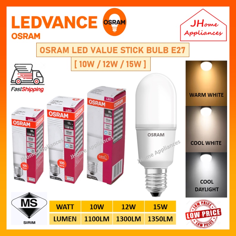 OSRAM LED VALUE BULB 10W / 12W / 15W LED STICK BULB E27 [ COOL DAYLIGHT / COOL WHITE / WARM ...