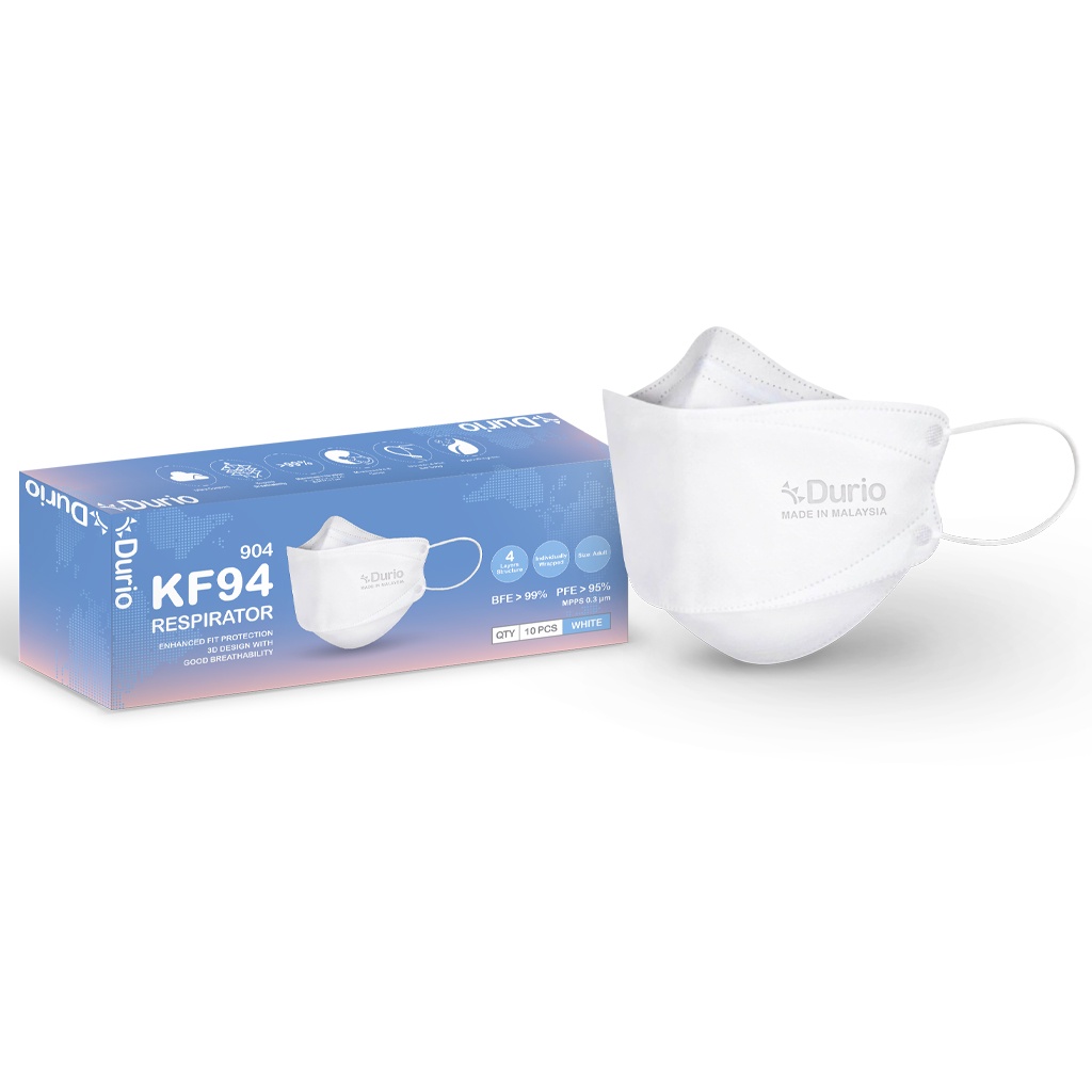 Durio 904 KF94 Respirator - White (10 Pcs) | Shopee Malaysia
