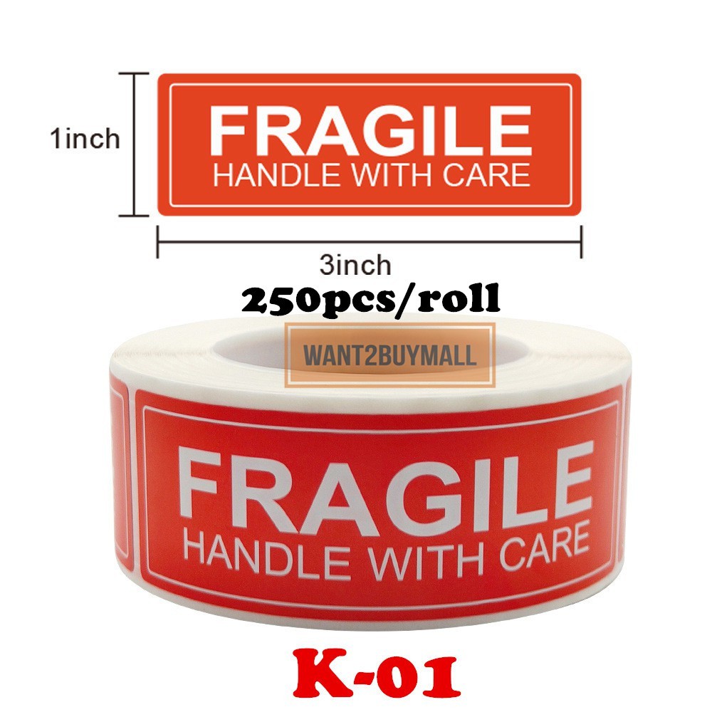 🇲🇾 1000pcs/roll Fragile Sticker Pos Laju Courier Handle With Care Do ...