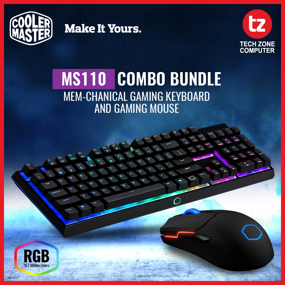 Cooler Master MS110 Gaming Keyboard & Mouse Combo, RGB, Mem-chanical ...