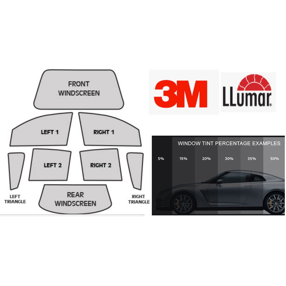 Tinted DIY USA Tint Siap Potong Untuk Kereta (Hitam, 3M, LLumar, Cromax ...