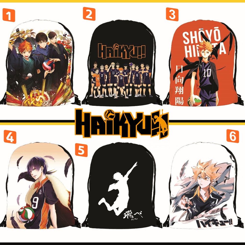 Stringbag Drawstring Bag anime Backpack Haikyuu Karasuno Backpack ...